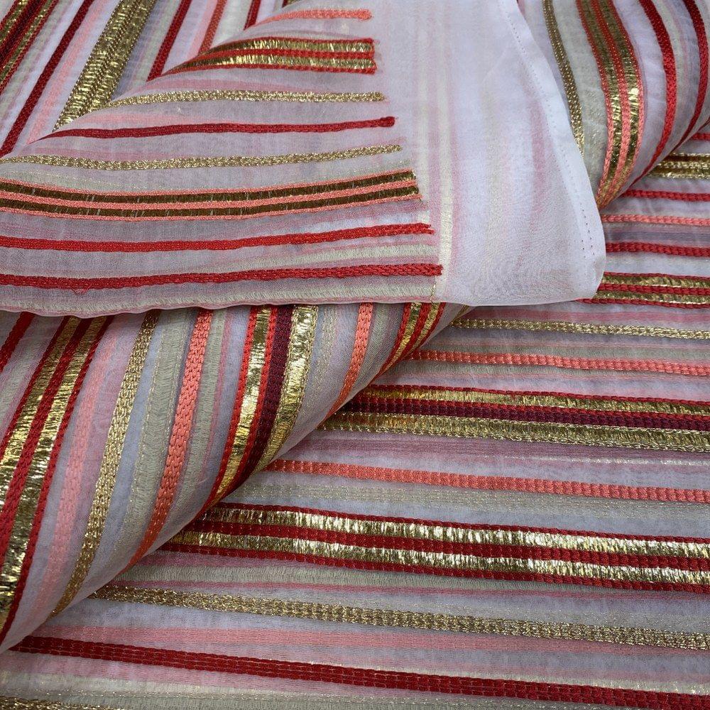 Multi-color Stripes Organza Embroidery