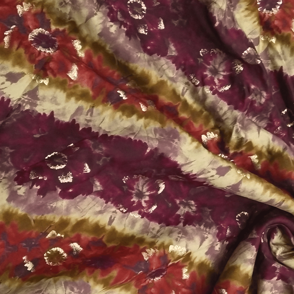 Maroon Stripes Printed Muslin Fabric Material