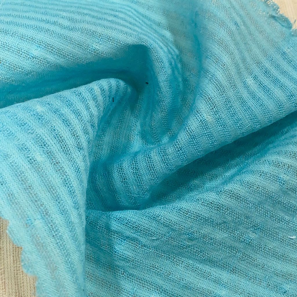 Firozi Color Cotton Dobby Strips Fabric