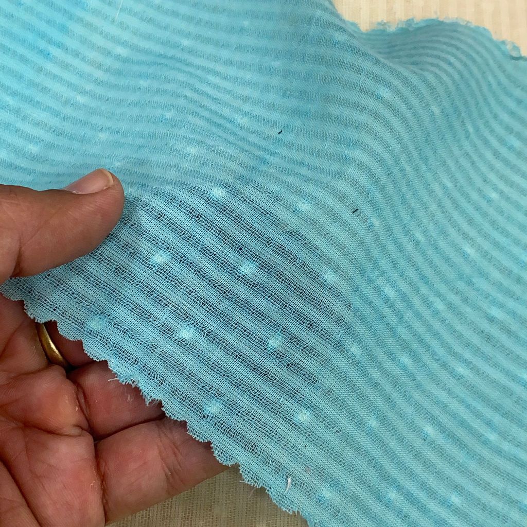 Firozi Color Cotton Dobby Strips Fabric