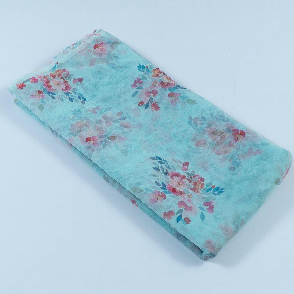 Light Firozi Color Organza Digital Print