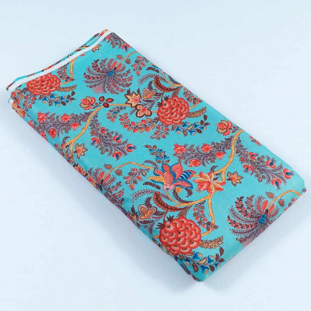 Firozi Color Linen Cotton Digital Print