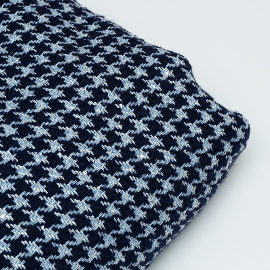 Blue Color Tweed Fabric