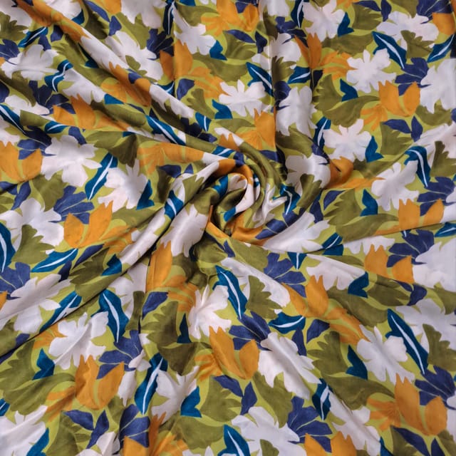 Multi Color Satin Printed Fabric