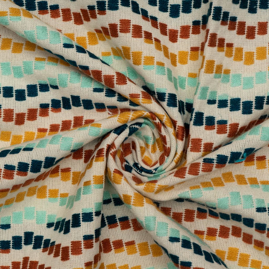 Multi Color Cotton Jacquard Fabric