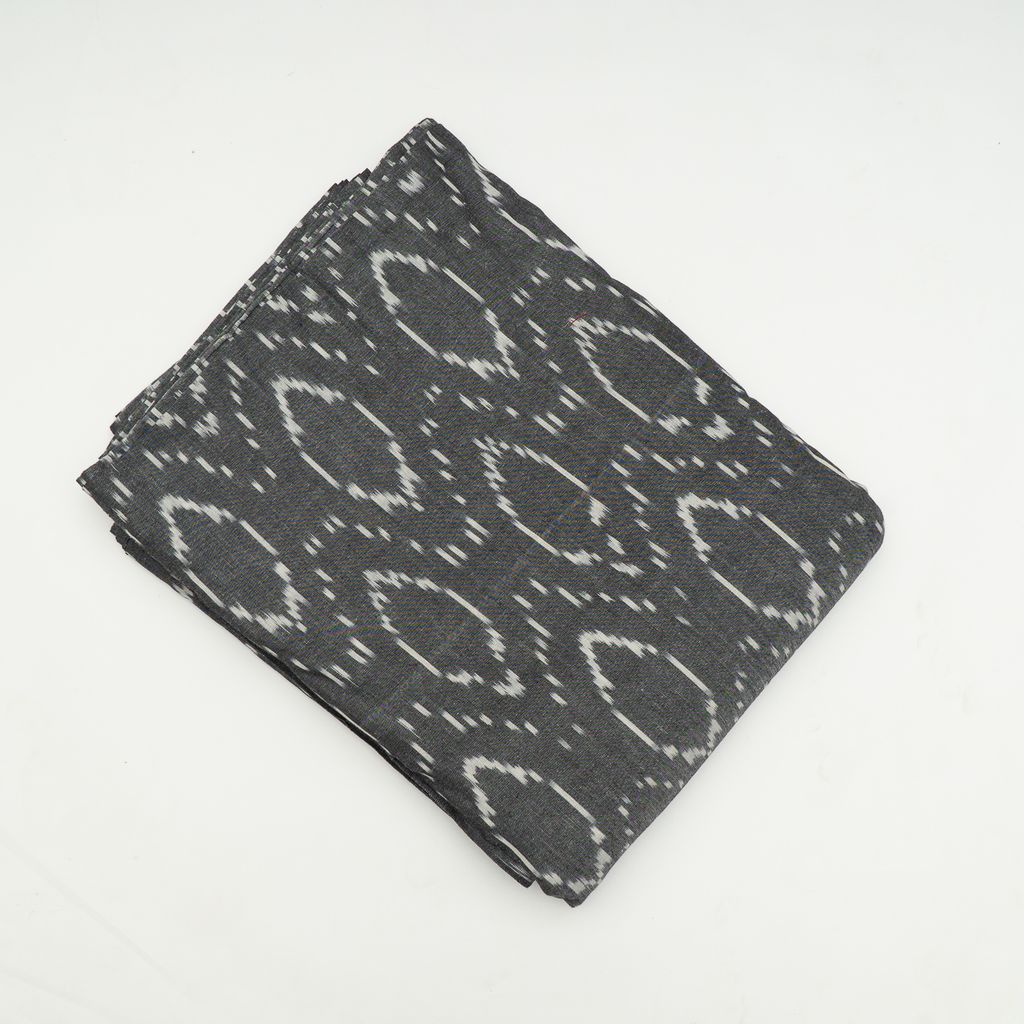 Grey Color Cotton Ikat Fabric