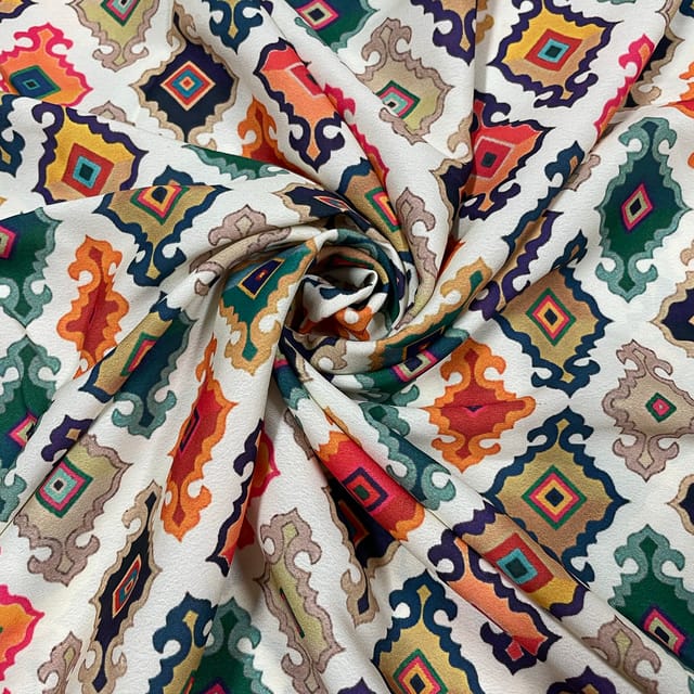 Multi Color Crepe Printed Fabric