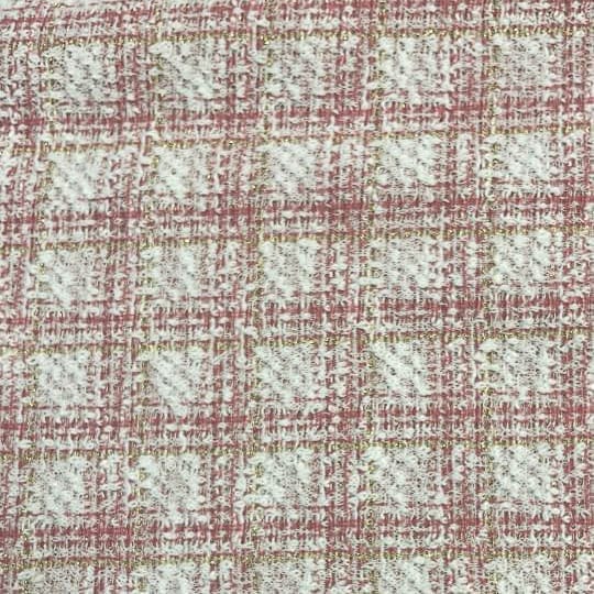 Dusty Pink Color Tweed Checks Fabric