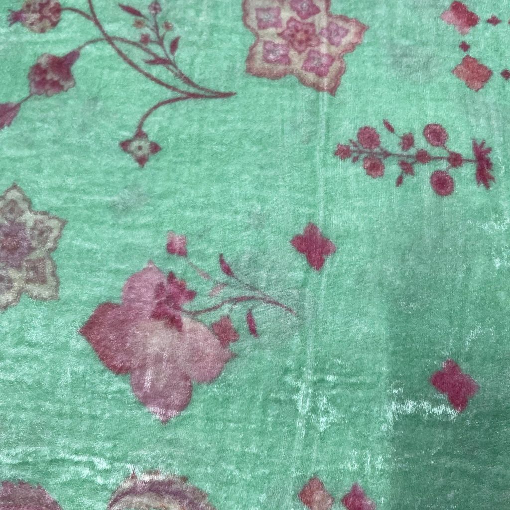 Pista Green Color Pure Velvet Printed Fabric
