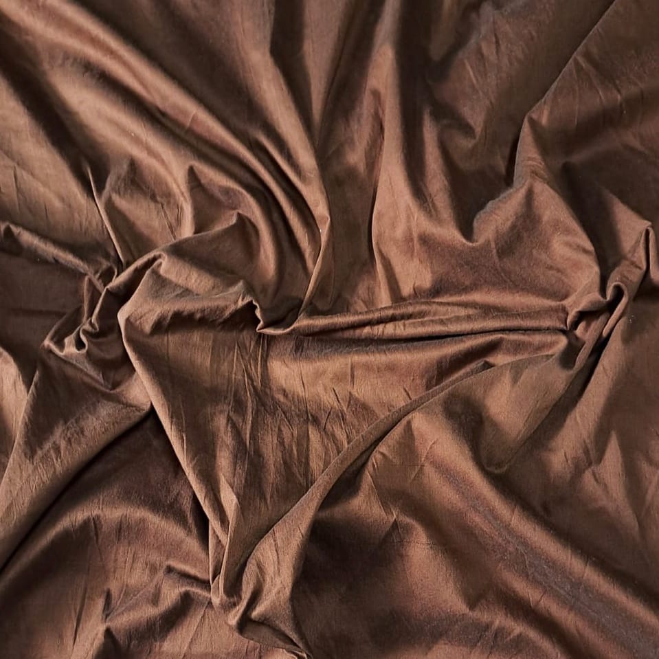 Brown Color Cotton Silk Fabric (N113)