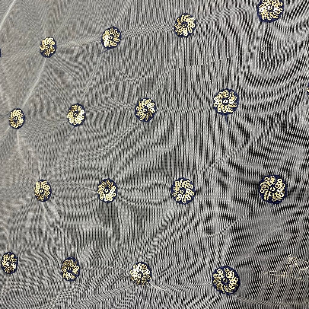 White Color Net Embroidered Fabric