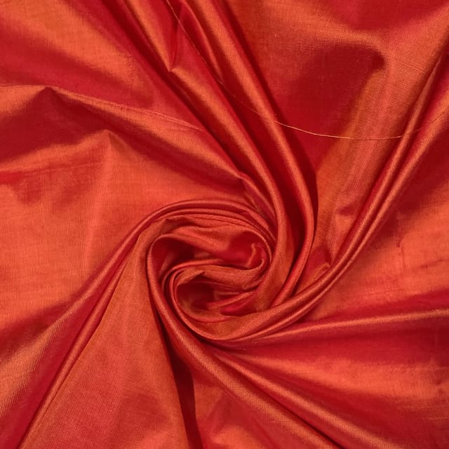 Orange Color Pure Silk Fabric