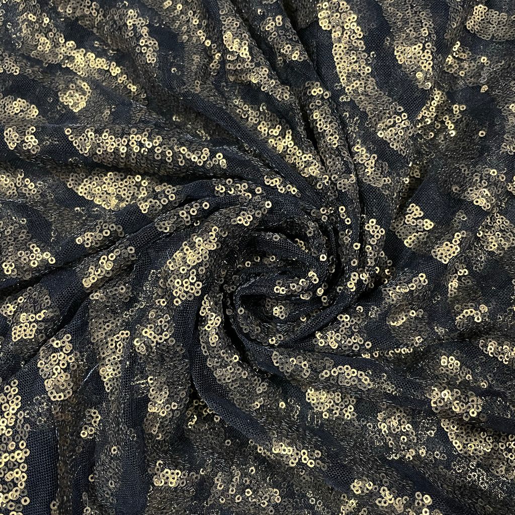 Black Color Net Embroidered Fabric