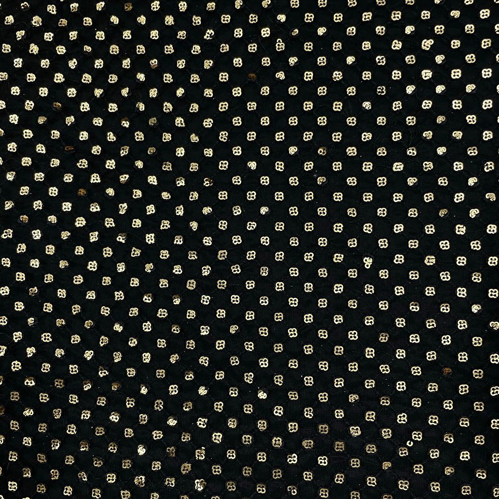 Black Color Net Embroidered Fabric