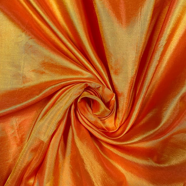 Orange Color Pure Silk Fabric