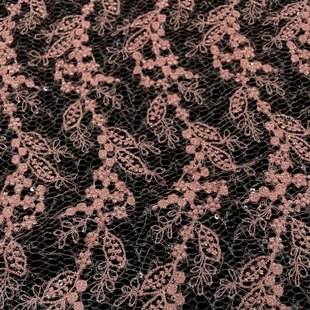 Pink Color Net Sequins Embroidered Fabric