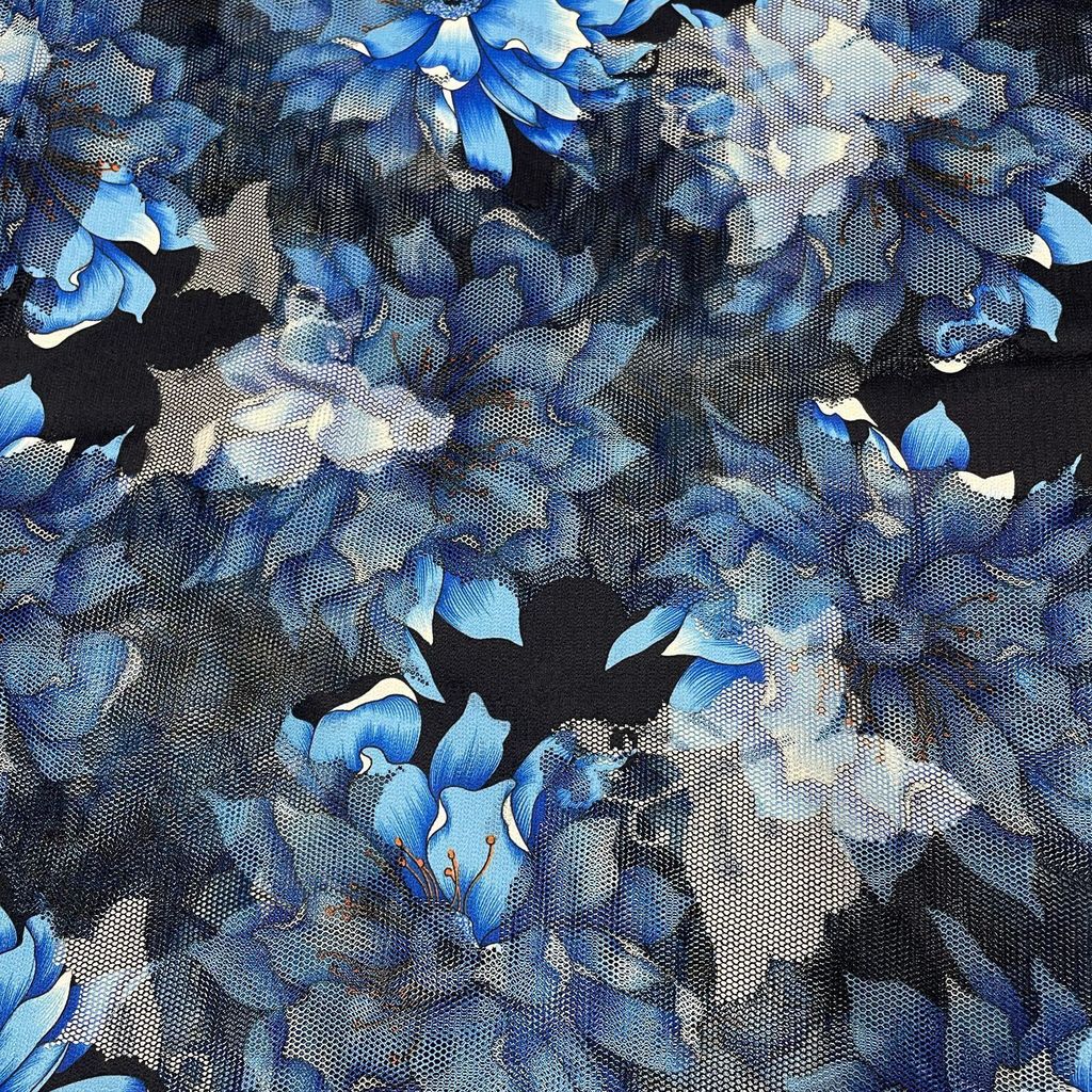 Black Color Net Printed Fabric