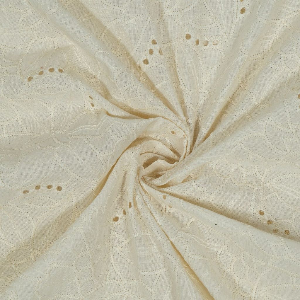 Dyeable Cotton Chikan Embroidered Fabric
