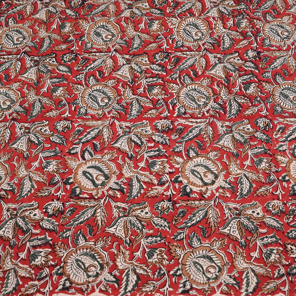 Red Color traditional Bagru Printed Fabric