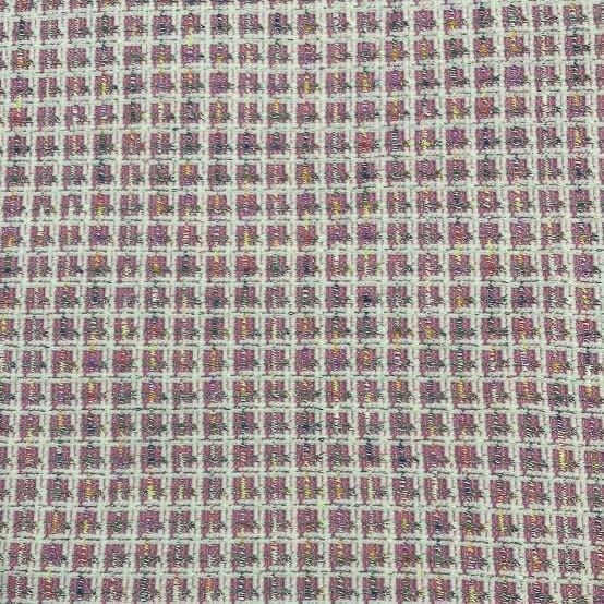 Pink Color Tweed Checks Fabric