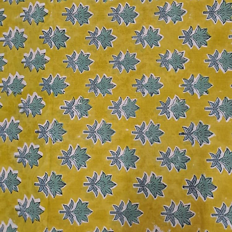 Yellow Color Cotton Cambric Printed Fabric