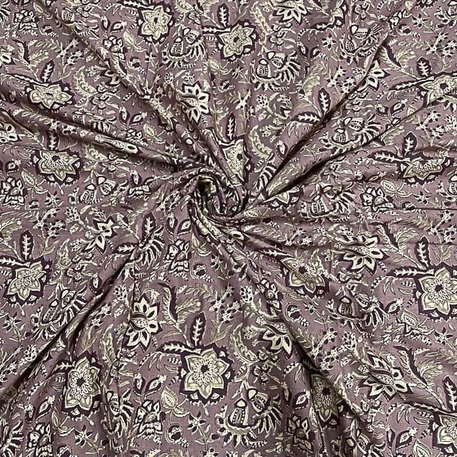 Lilac Color Cotton Cambric Printed Fabric