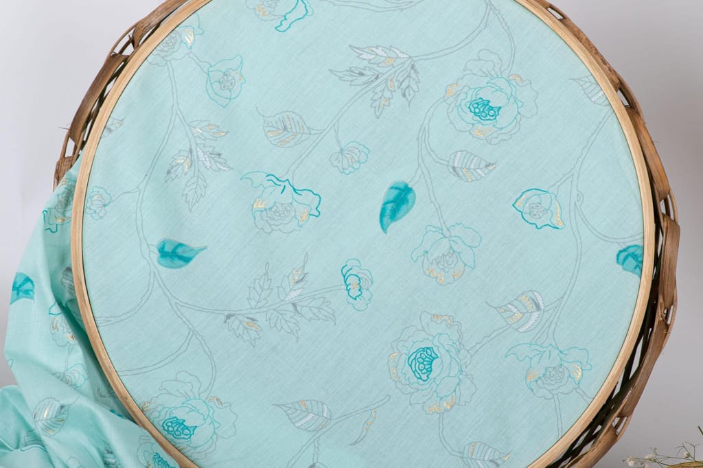 Blue color linen cotton print