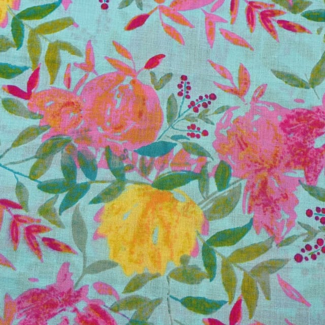 Multi Color Cambric Cotton Printed Fabric