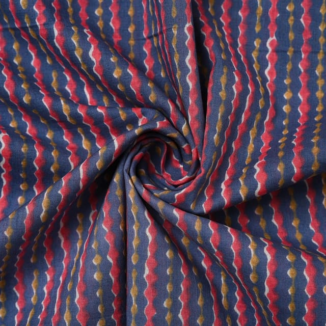 Blue Color Cambric Cotton Printed Fabric