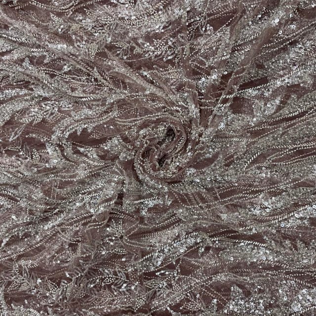 Light Brown Color Floral Cut Dana Embroidered Fabric