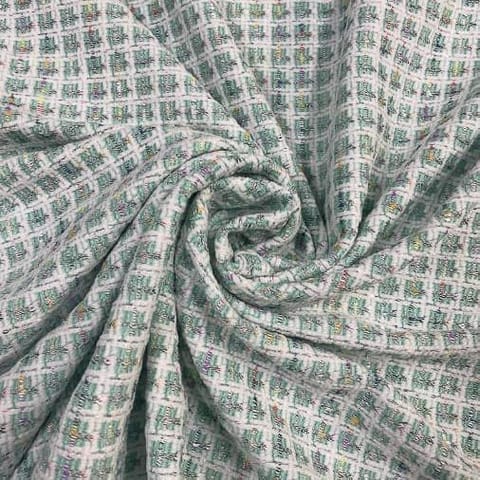 Sea Green Color Tweed Checks Fabric