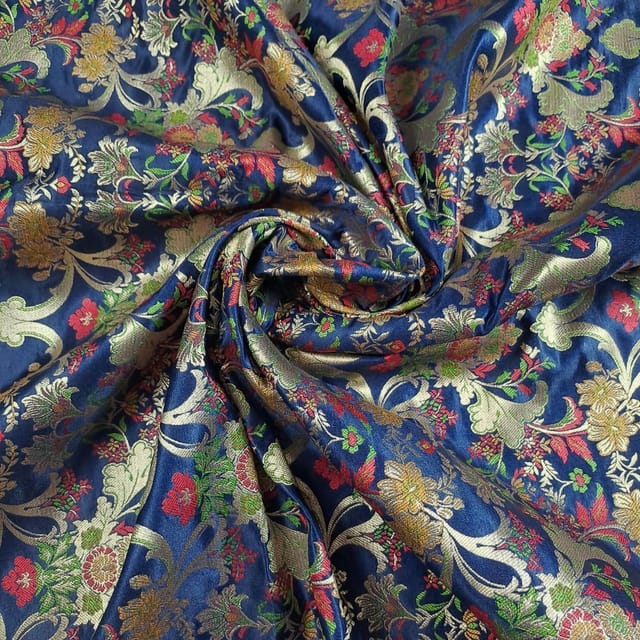 Navy Blue Color Brocade Fabric