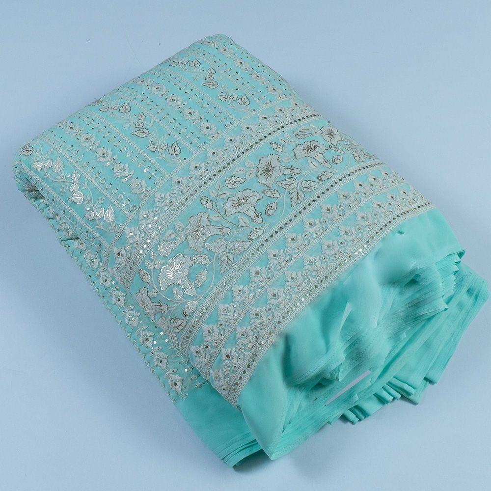 Firozi Color Georgette Thread Embroidery