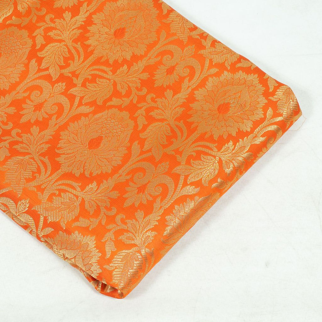Orange Color Brocade Fabric