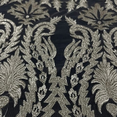Light Gold Color Net Embroidered Fabric