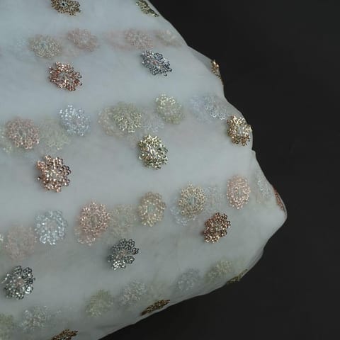 Dyeable Net MultiColour Sequins Embroidered Fabric – Dyeable Net Fabric ...