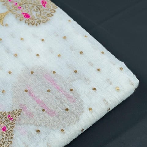 White Dyeable Chanderi Jari Booti