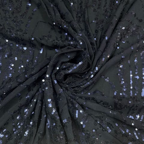 Navy Blue Colour Net Embroidered Fabric – Embroidered Net Fabric for ...
