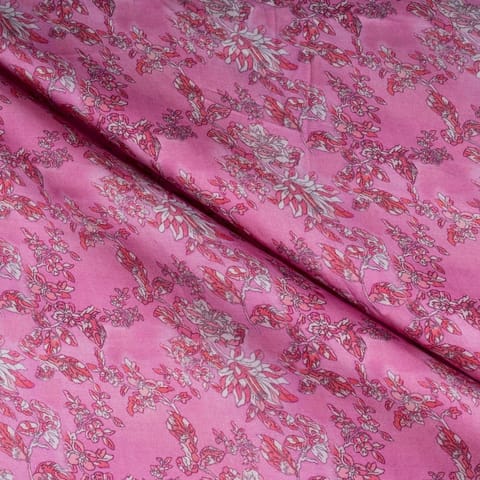 Premium Pink Colour Modal Satin Printed Fabric Fabric for Designers ...
