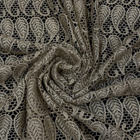 Premium Beige Colour Net Embroidered Fabric Fabric for Designers ...