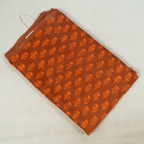 Premium Orange Color Modal Satin Printed Fabric Fabric for Designers ...