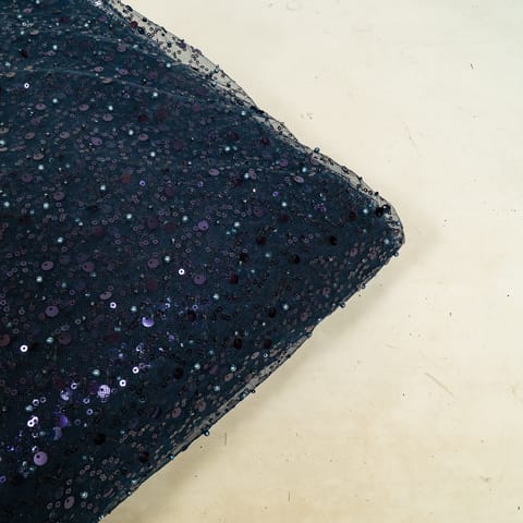 Premium Navy Blue Colour Net Embroidered Fabric Fabric for Designers ...